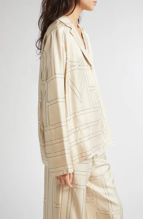 TOTEME Monogram Silk Pajama Top - Ivory Monogram