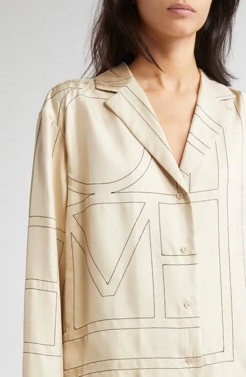 TOTEME Monogram Silk Pajama Top - Ivory Monogram