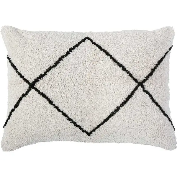POM POM AT HOME Big Geo Pattern Plush Accent Pillow - Ivory/charcoal