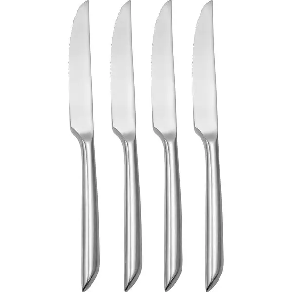 NAMBE Frond Set Of 4 Steak Knives - Metallic Silver