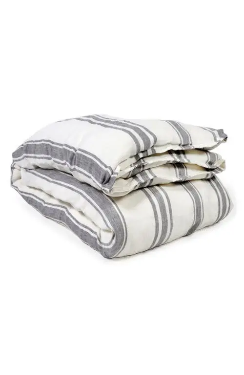 POM POM AT HOME Jackson Stripe Linen Duvet Cover - Cream/grey