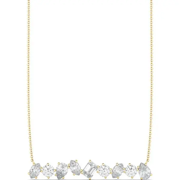 HAUTECARAT Mixed Lab-created Diamond Bar Pendant Necklace - 18k Yg