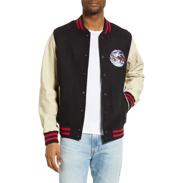Ksubi Globe Wool-blend & Leather Bomber Jacket