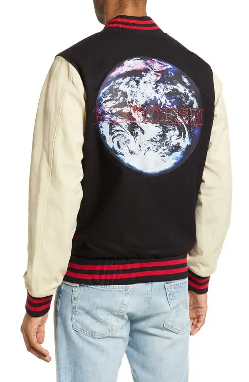 Ksubi Globe Wool-blend & Leather Bomber Jacket