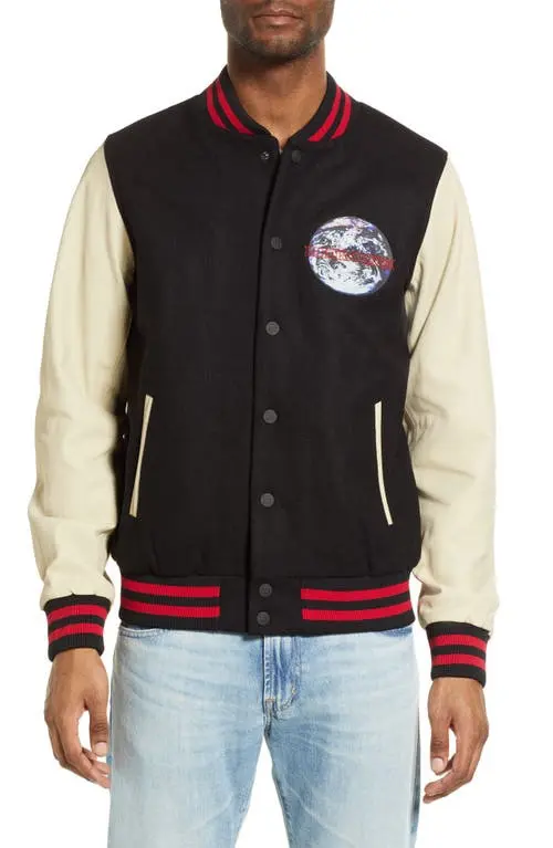 Ksubi Globe Wool-blend & Leather Bomber Jacket