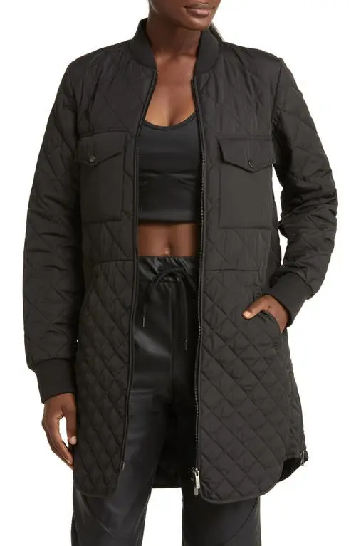 Zella Quilted Recycled Polyester Longline Jacket - Black