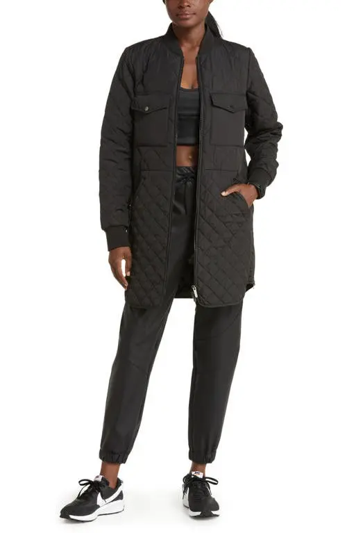 Zella Quilted Recycled Polyester Longline Jacket - Black