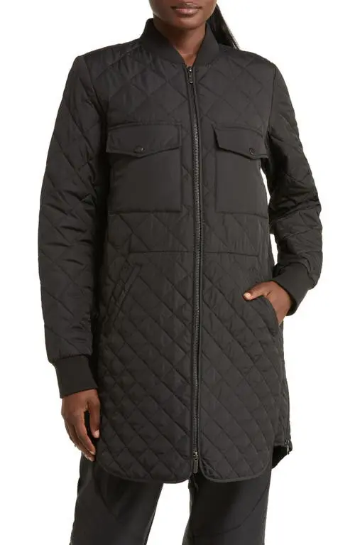 Zella Quilted Recycled Polyester Longline Jacket - Black