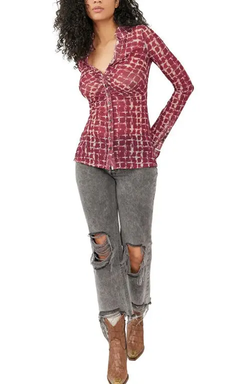 Free People Floral Button-up Shirt