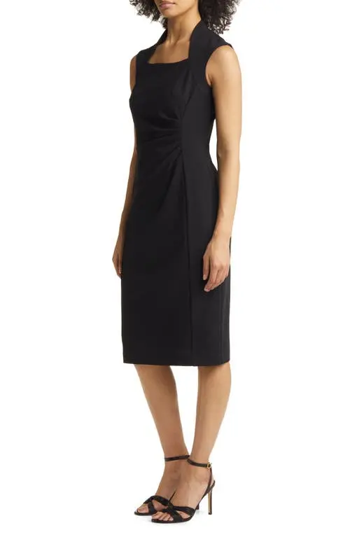 TAHARI ASL Ruched Cap-sleeve Sheath Dress