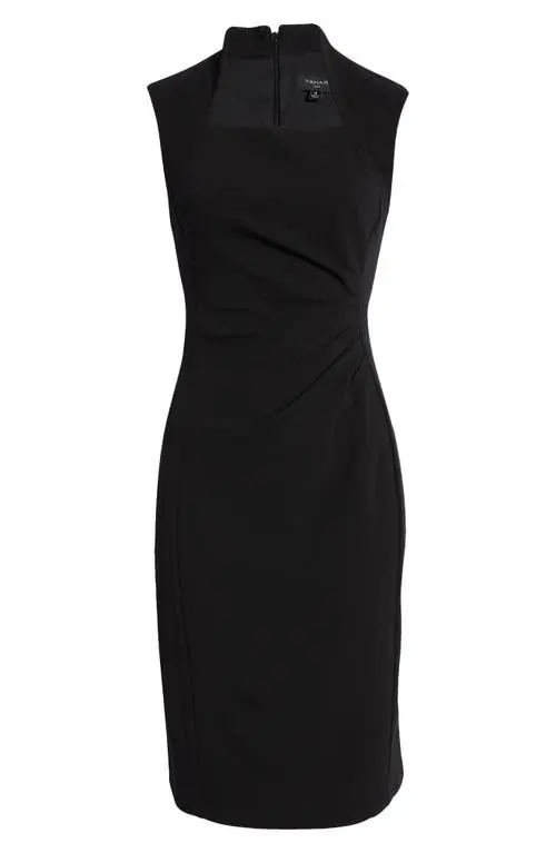 TAHARI ASL Ruched Cap-sleeve Sheath Dress