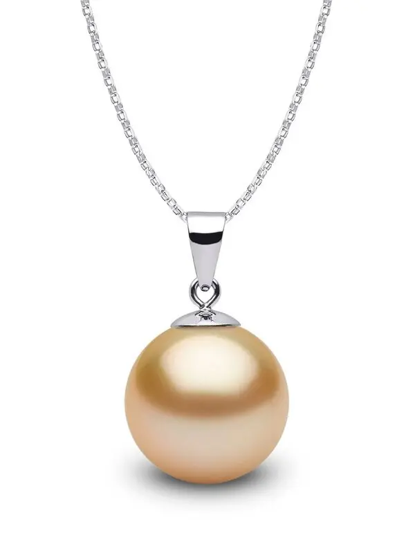 Yoko London 18kt White Gold 11mm Golden South Sea Pearl Pendant Necklace - Silver