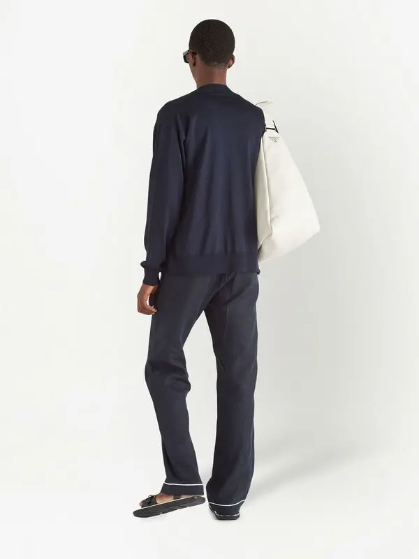 Prada V-Neck Silk Cardigan - Blue | Editorialist