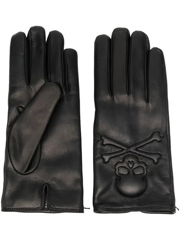 Philipp Plein Leather Gloves - Black
