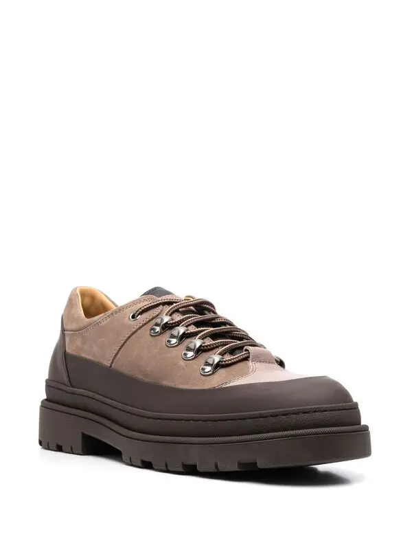 Brunello Cucinelli Two-Tone Leather Lace-Up Shoes In Brown  display picture 2