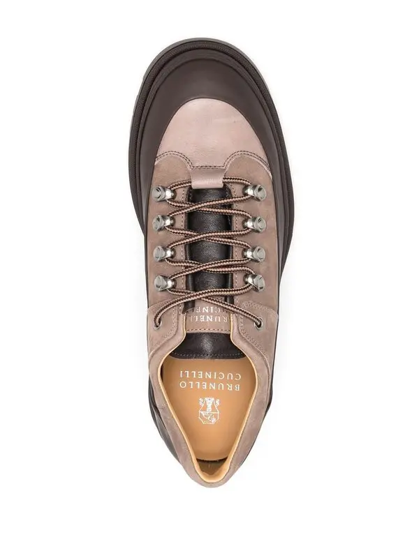 Brunello Cucinelli Two-Tone Leather Lace-Up Shoes In Brown 