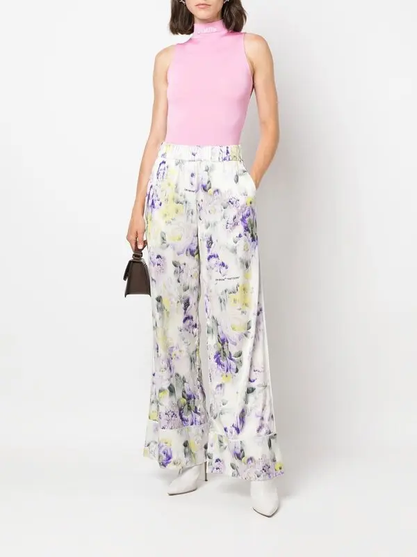 Off-White Floral-print Palazzo Pants