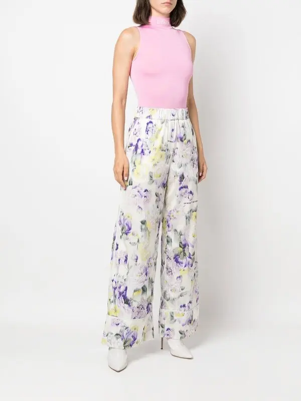 Off-White Floral-print Palazzo Pants