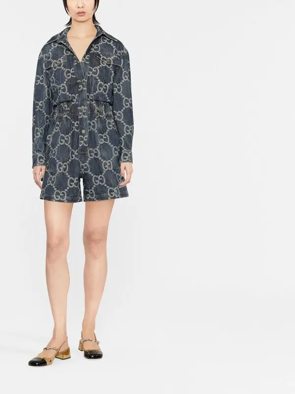 Gucci Jumbo Gg Denim Playsuit