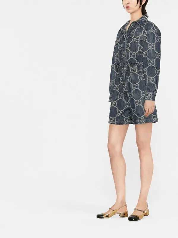Gucci Jumbo Gg Denim Playsuit