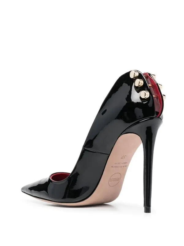 HARDOT 110mm Bar-detail Patent Leather Pumps