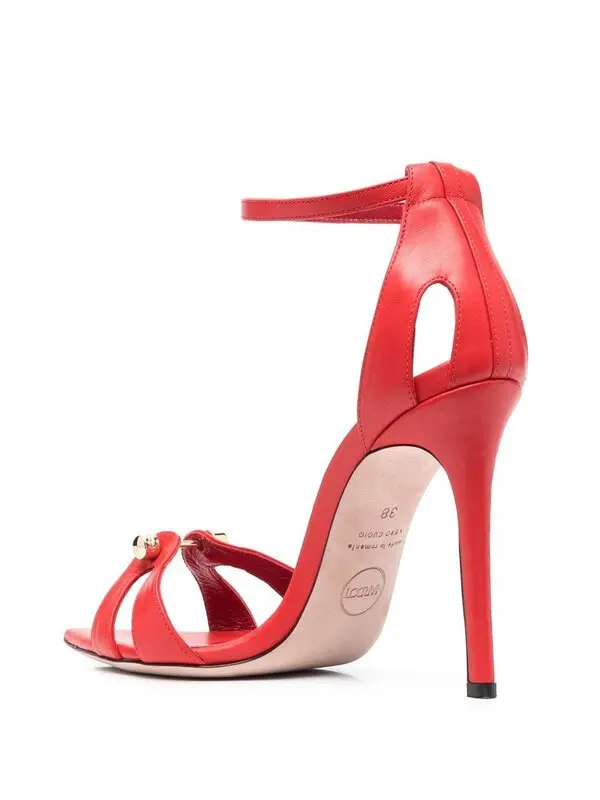 HARDOT Bar-detail 100mm Stiletto Sandals - Red