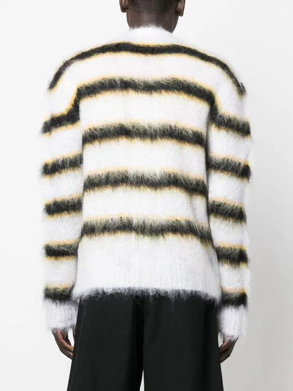 Marni Stripe-print Mohair-wool Cardigan - White