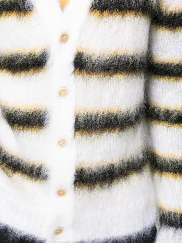 Marni Stripe-print Mohair-wool Cardigan - White