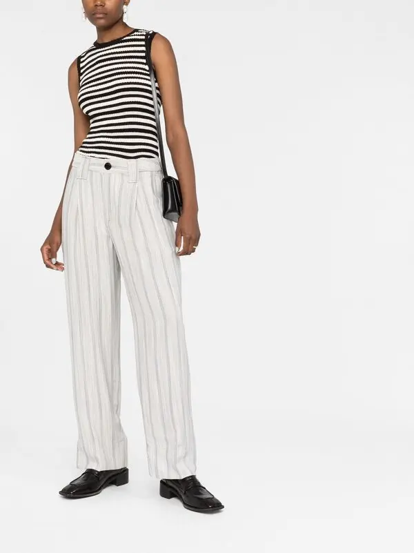GANNI Striped Suiting Trousers - Grey