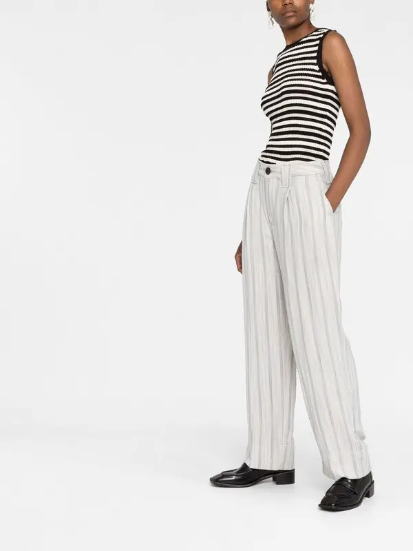 GANNI Striped Suiting Trousers - Grey