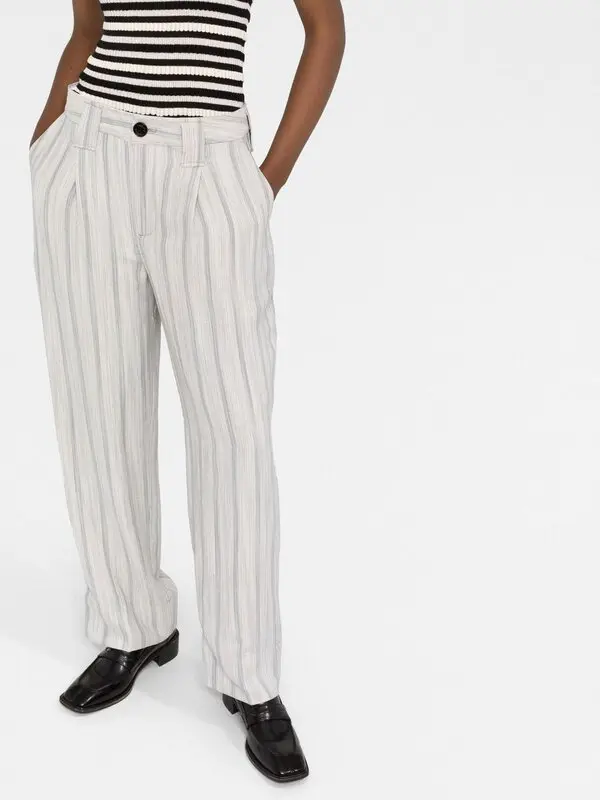GANNI Striped Suiting Trousers - Grey