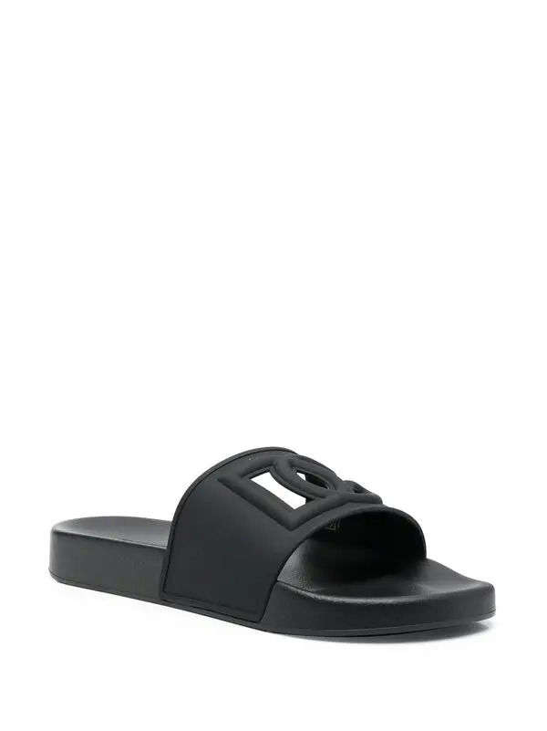 Dolce & Gabbana Cut-out Logo Slides - Black