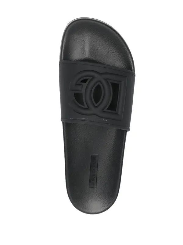 Dolce & Gabbana Cut-out Logo Slides - Black