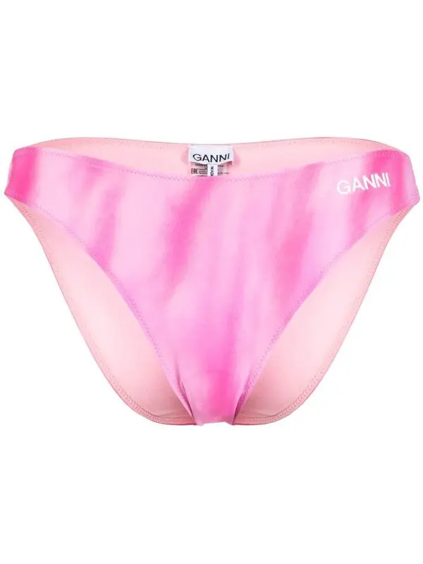 GANNI Logo-print Bikini Bottoms - Pink