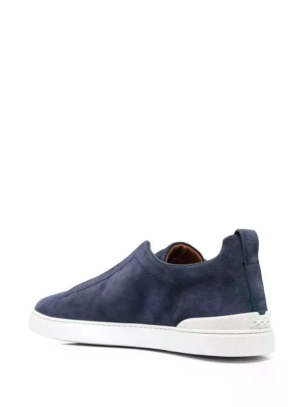 Zegna Triple Stitch Suede Slip-ons - Blue