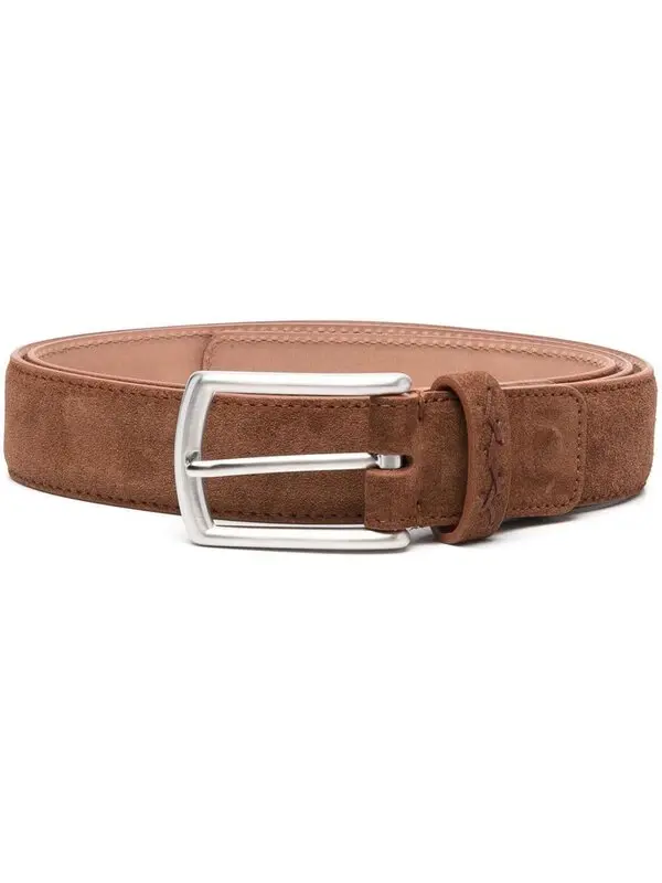 Zegna Buckle-fastening Suede Belt - Brown