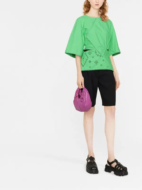 GANNI Broderie Anglaise T-shirt - Green