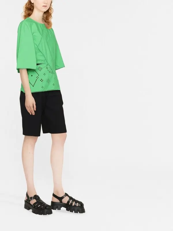 GANNI Broderie Anglaise T-shirt - Green
