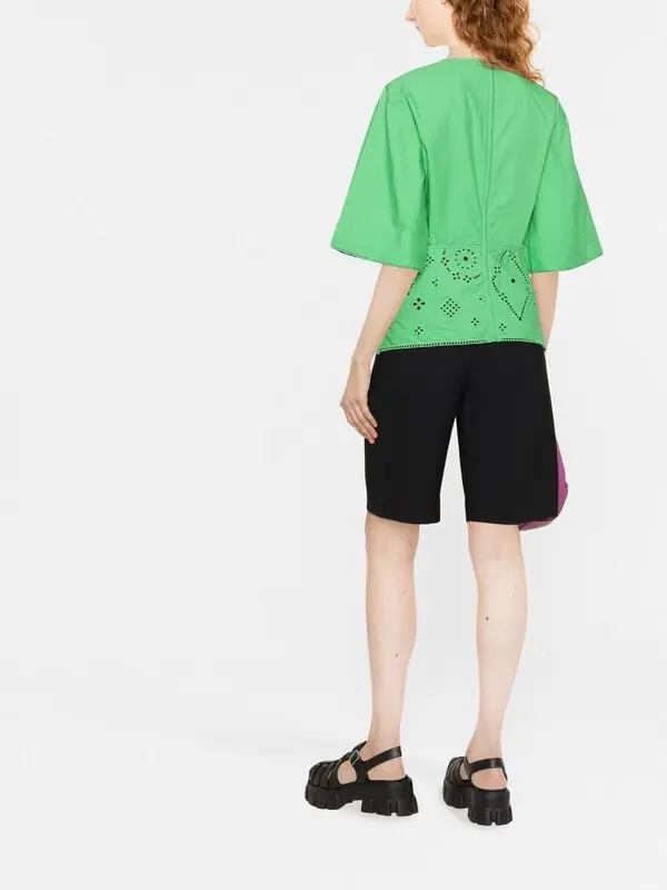 GANNI Broderie Anglaise T-shirt - Green