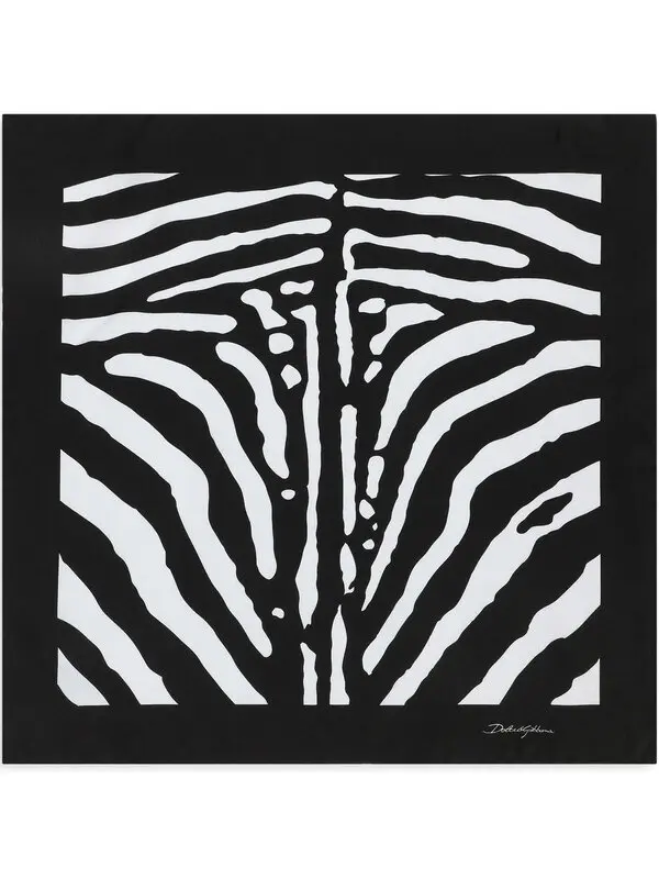 Dolce & Gabbana Zebra-print Twill Scarf - Black
