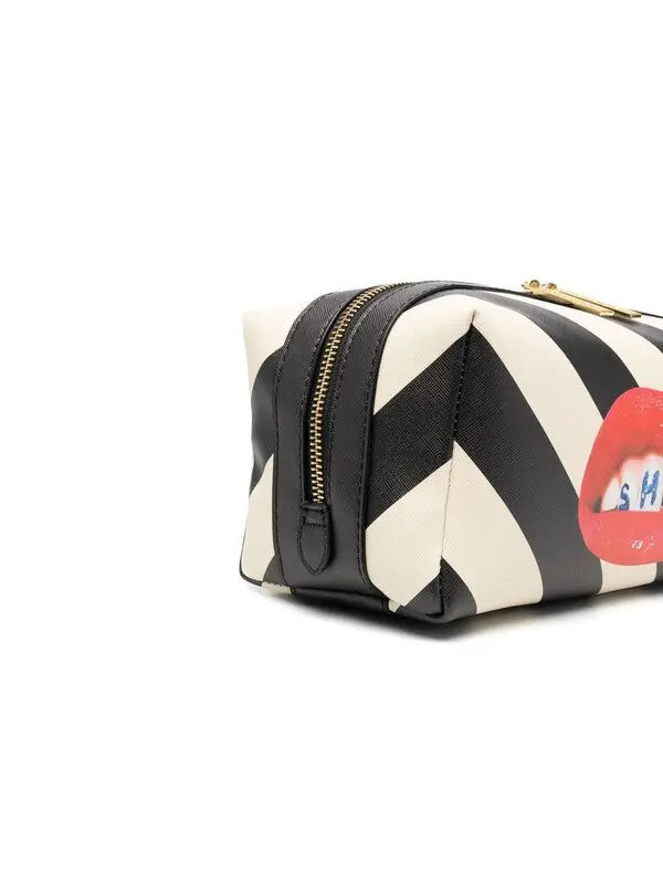 SELETTI Graphic-print Striped Makeup Bag - Black