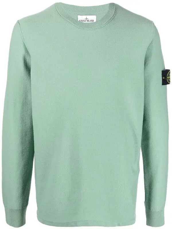 Stone Island Compass-patch Crew-neck Sweater - Green