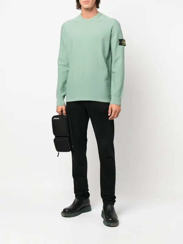 Stone Island Compass-patch Crew-neck Sweater - Green