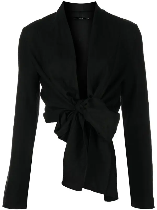 Voz V-neck Wrap Blouse - Black