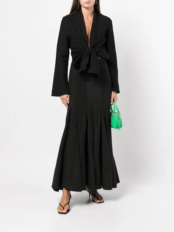 Voz V-neck Wrap Blouse - Black