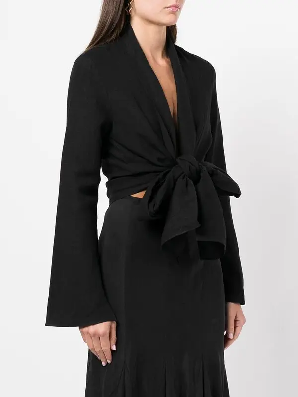 Voz V-neck Wrap Blouse - Black