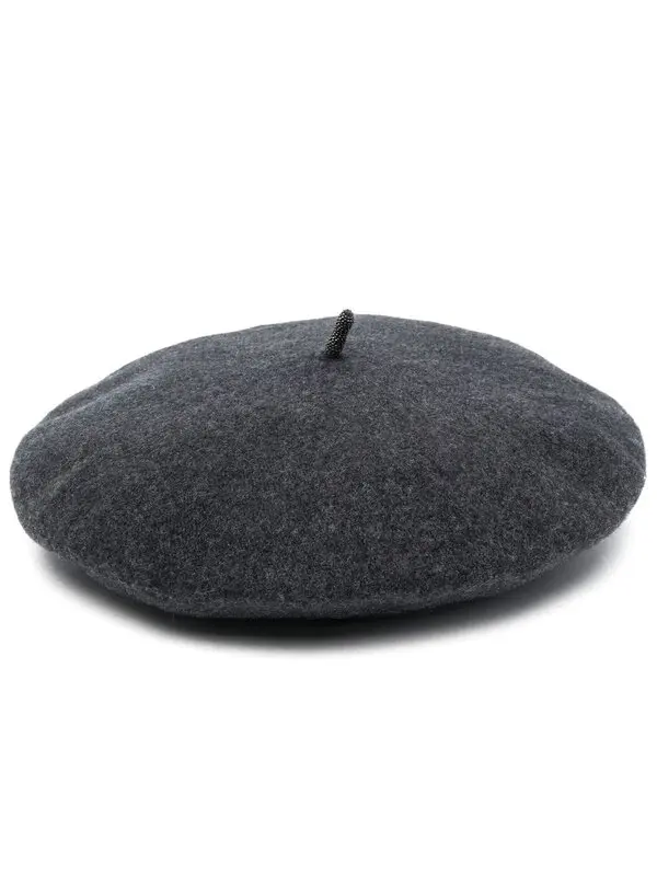 Brunello Cucinelli Monili-chain Wool Beret - Black