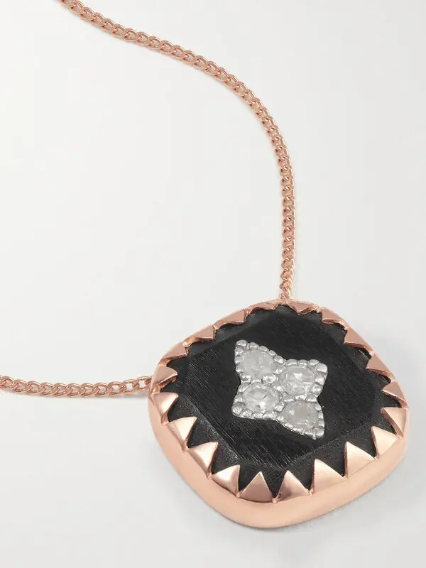 Pascale Monvoisin Pierrot N°2 Rose And White Gold Diamond Necklace - Black
