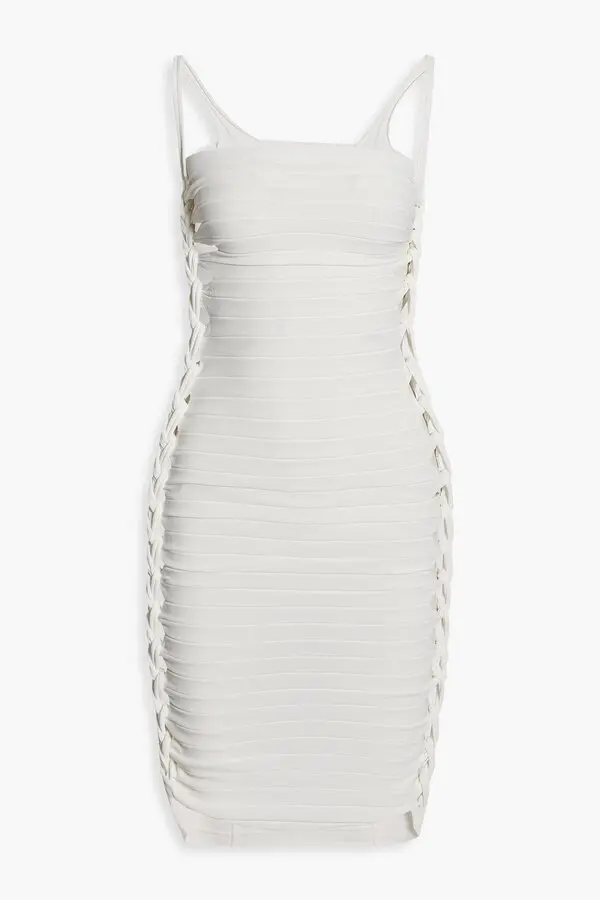 DION LEE Braided Ribbed-knit Dress - Ivory