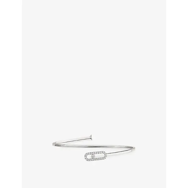 Messika Move Uno Flex Diamond Bangle - White Gold